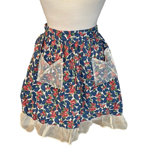 Unbranded | Kitchen | Vintage Cherry Tree Lace Half Apron Hostess Fruit ...